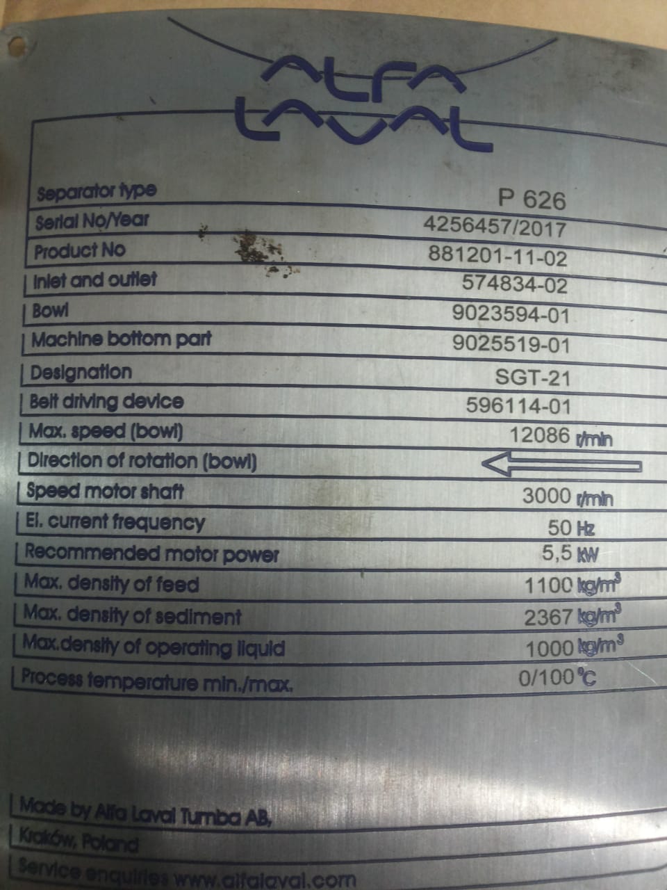 Alfa Laval P626 - Neuron Marine Services & Trading
